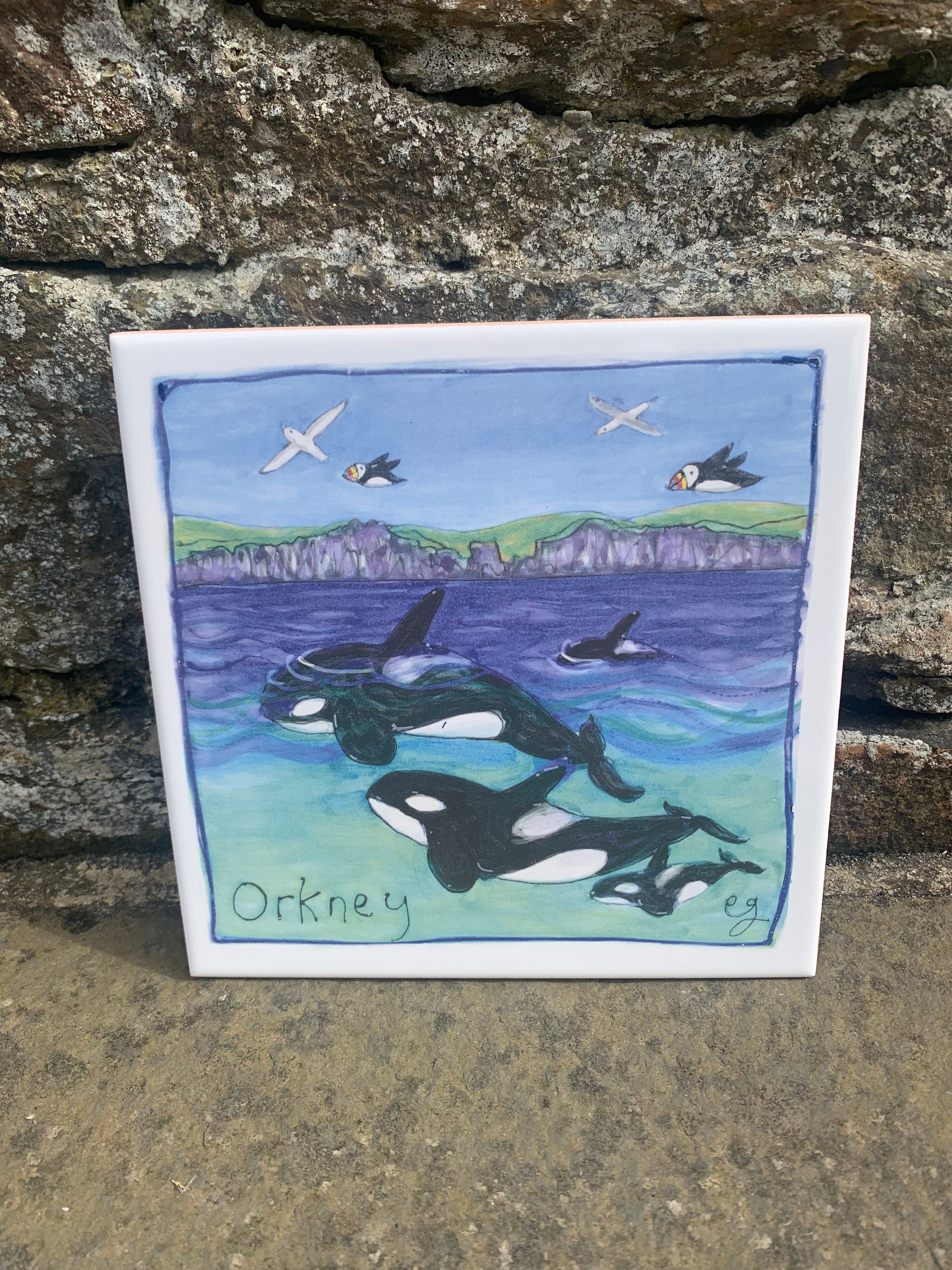Orkney Orca Bespoke Large Tile — Judith Glue
