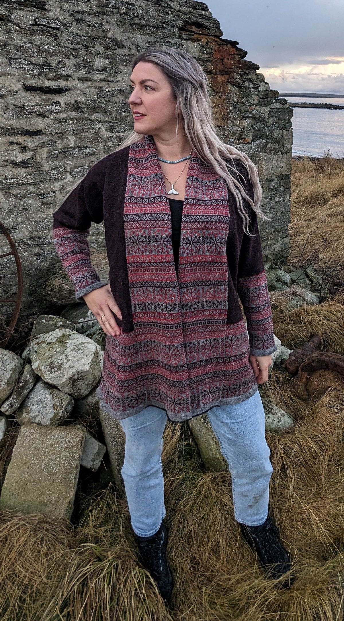 Annie Glue Shawl Front Jacket in Sunset Flake — Judith Glue
