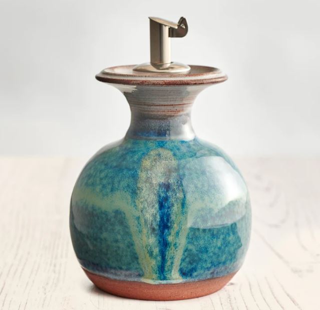 Rupert Blamire - Small Olive Oil Decanter - Peacock Feather — Judith Glue