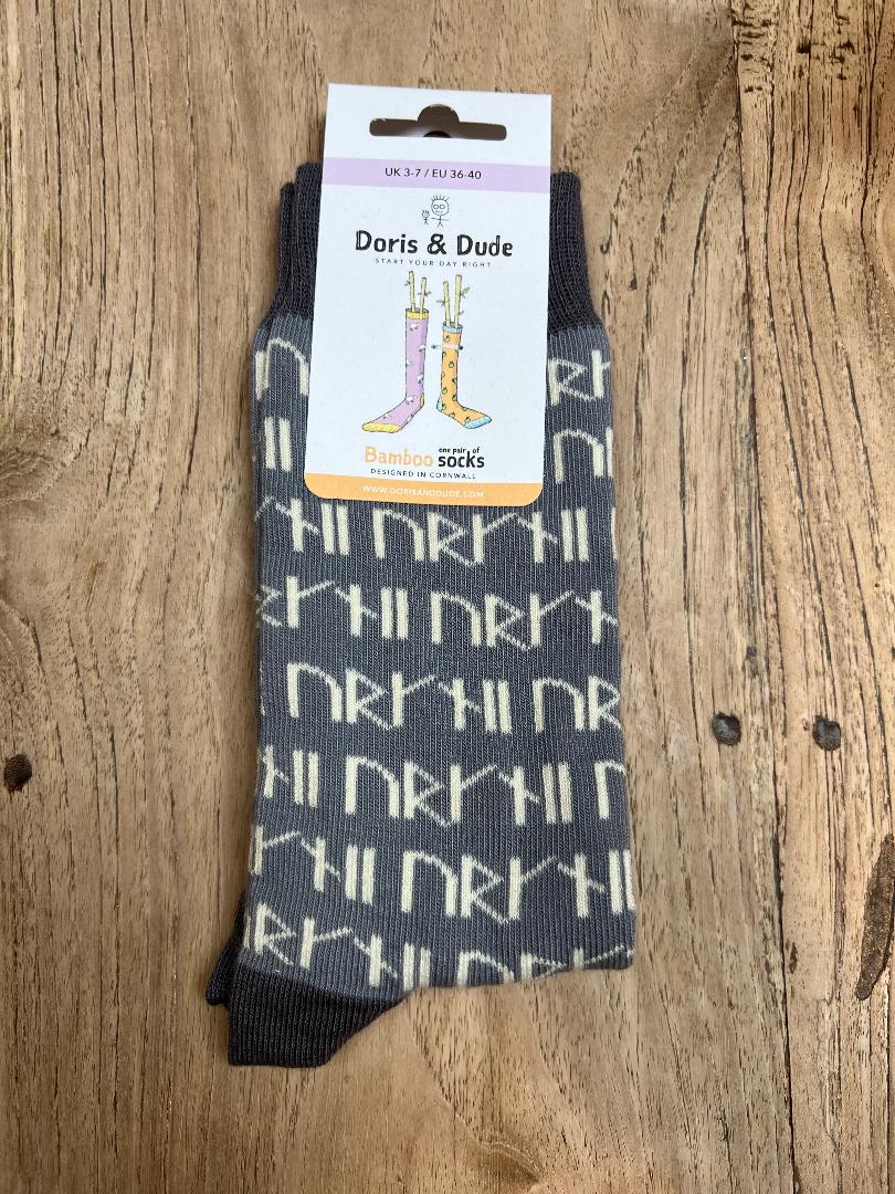 Orkney Runes Socks in Grey Various Sizes — Judith Glue