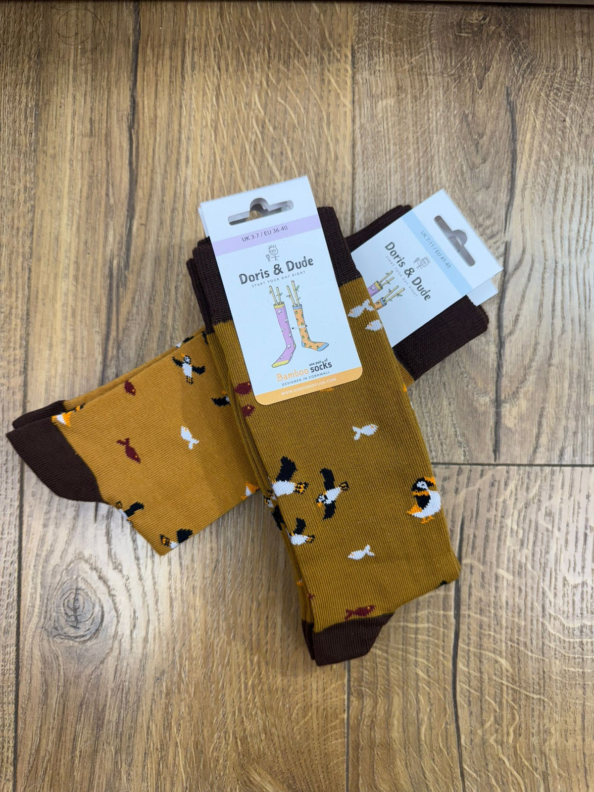Doris & Dude Bronze Puffin Socks — Judith Glue