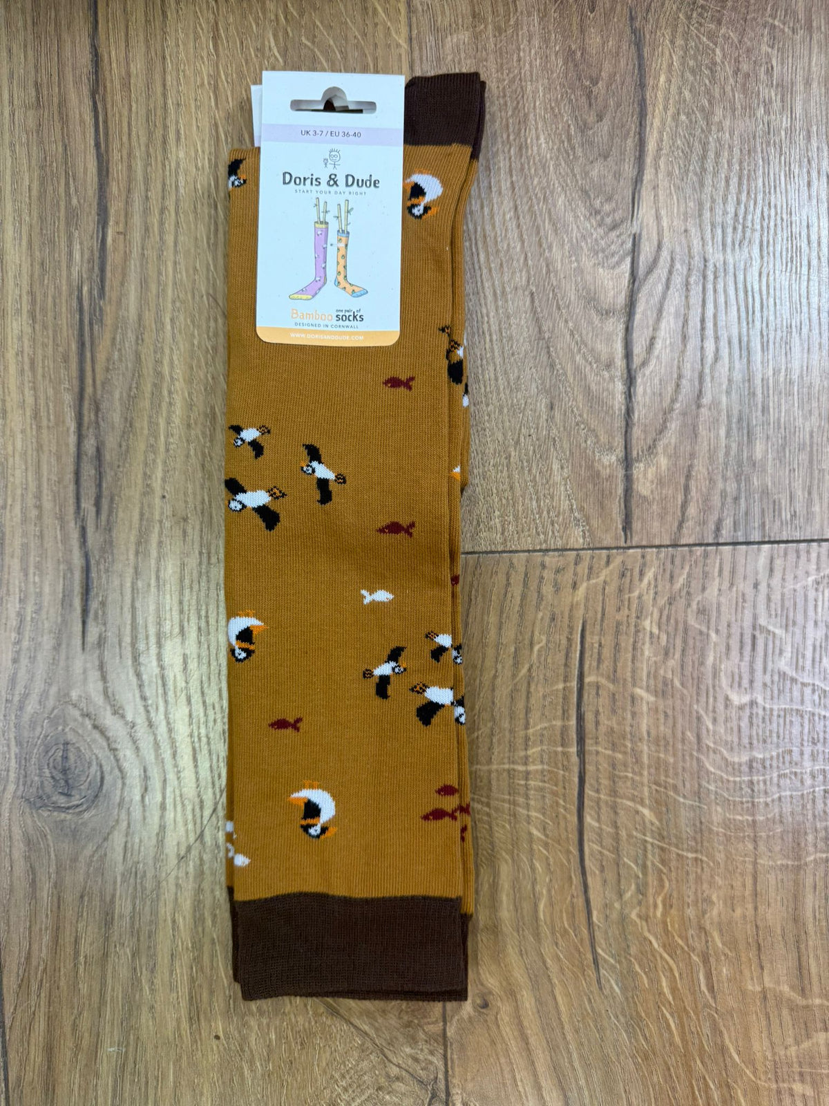 Doris & Dude Bronze Puffin Knee High Socks — Judith Glue