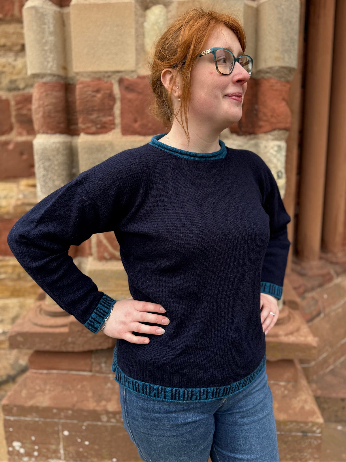 Orkney Tunic with Runes Trims in Dark Sea — Judith Glue