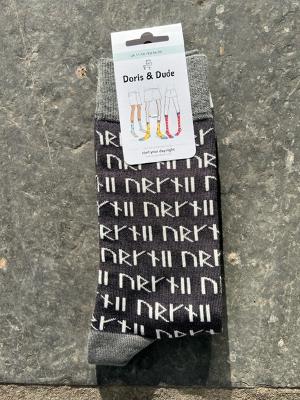 Orkney Runes Socks in Charcoal Various Sizes — Judith Glue